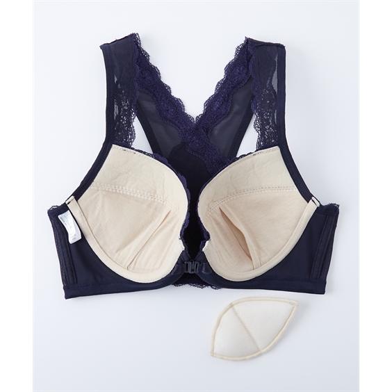 ブラジャー (D70-E80) 肩ひも太めバッククロス フロントホック ブラジャー ニッセン 女性 下着 レディース フロントホック ブラ 背筋 背中 フロントホックブラ ...