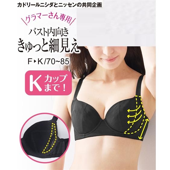 ブラジャー ニッセン グラマーサイズ きゅっと細見えブラ 脇高 女性 下着 レディース ブラジャー グラマーバスト きゅっと内向きバスト (G70-H85) :ZZY4A23C0010 ...