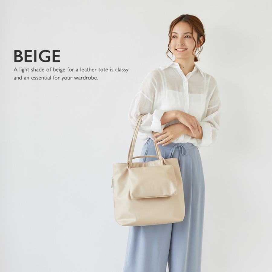 DOT & STRIPE（ドットアンドストライプ） トートバッグ レディース ポーチ付き A4 シンプル たっぷり 収納 大容量 シンプル カジュアル 肩掛け 軽い 軽量 通勤 通学 ...