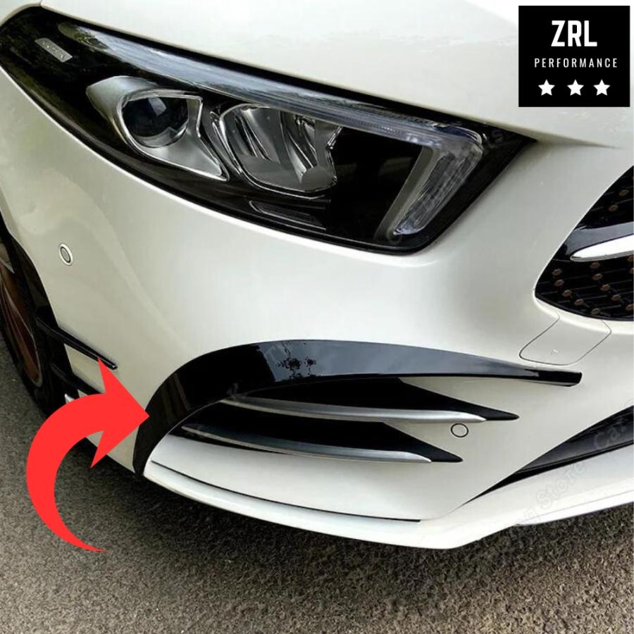 フロントバンパー スプリッターカナード 艶ありブラック Aクラス W177 / AMG A35 2018/10〜2023/1 A180 A200d A250e エアロ パーツ ガーニッシュ ...