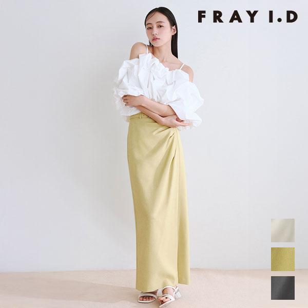 FRAY I.D（フレイ・アイディー） 新作10%OFF ボトムス 26春夏 ベルト付きタックデザインストレートスカート ロング丈 スリット ...