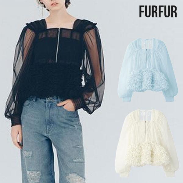 FURFUR（ファーファー） SALE30%OFF トップス 25春夏 チュールフリルペプラムブラウス ミドル丈 長袖 rwft251070 ...