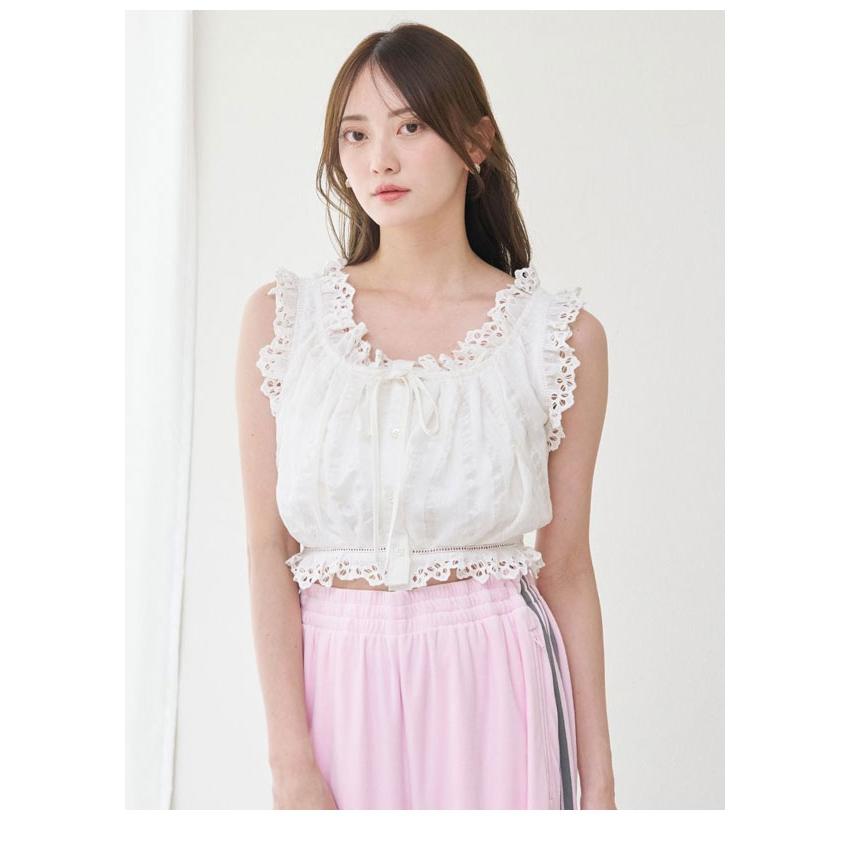 SNIDEL スナイデル トップス 25秋冬 クロップドコットンフリルブラウス ノースリーブ ショート丈 swfb254111 : select shop DOUBLE HEART - 通販 ...