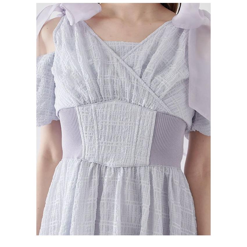 SNIDEL 新作10%OFF スナイデル ワンピース 25春夏 ショルダーリボンワンピース 5月下旬〜6月中旬予約 ロング丈 半袖 オフショル swfo252064 : select ...