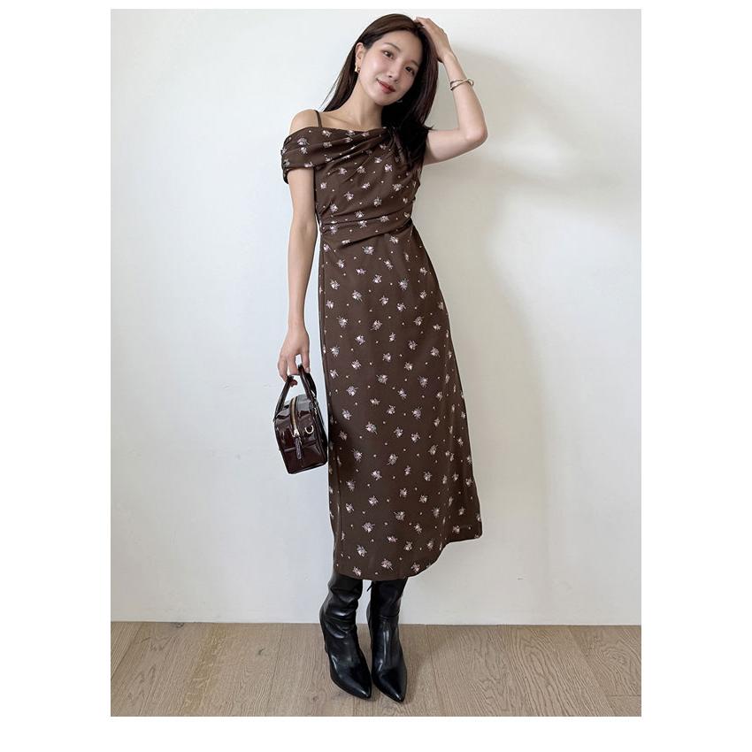 SNIDEL スナイデル ワンピース 25秋冬 フラワープリントドレープワンピース 7月下旬〜8月中旬予約 ロング丈 ノースリーブ : select shop DOUBLE HEART ...