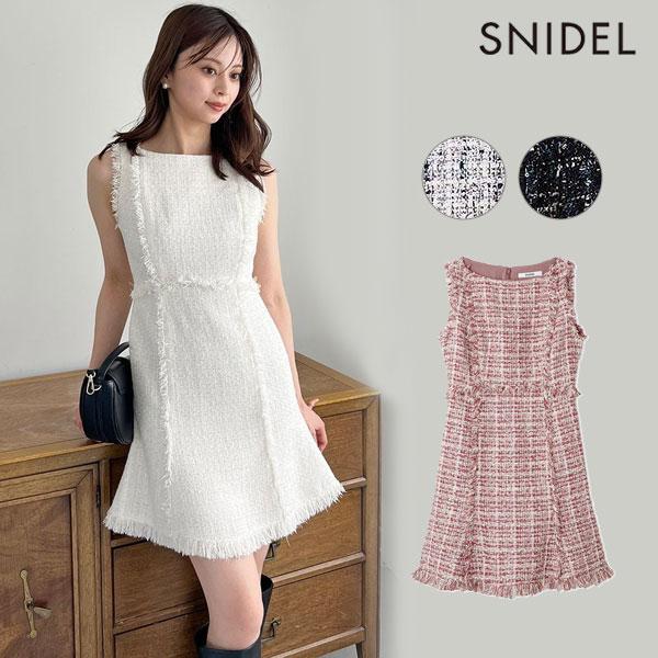 SNIDEL 新作10%OFF スナイデル ワンピース 25秋冬 ツイードミニワンピース 9月中旬〜10月上旬予約 ミニ丈 ノースリーブ swfo254176 swfj254155 ...