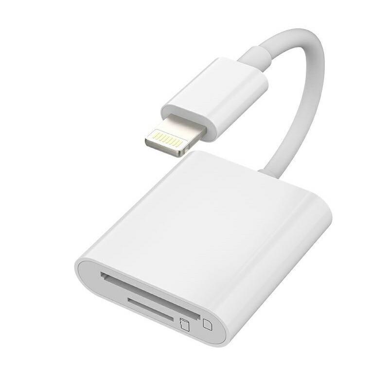 Lightning SD/TF カードリーダー 変換アダプタ 2 in 1 to SD/Micro SD メモリカードリーダー iPhone デバイス microSD TF SDカードスロット ...