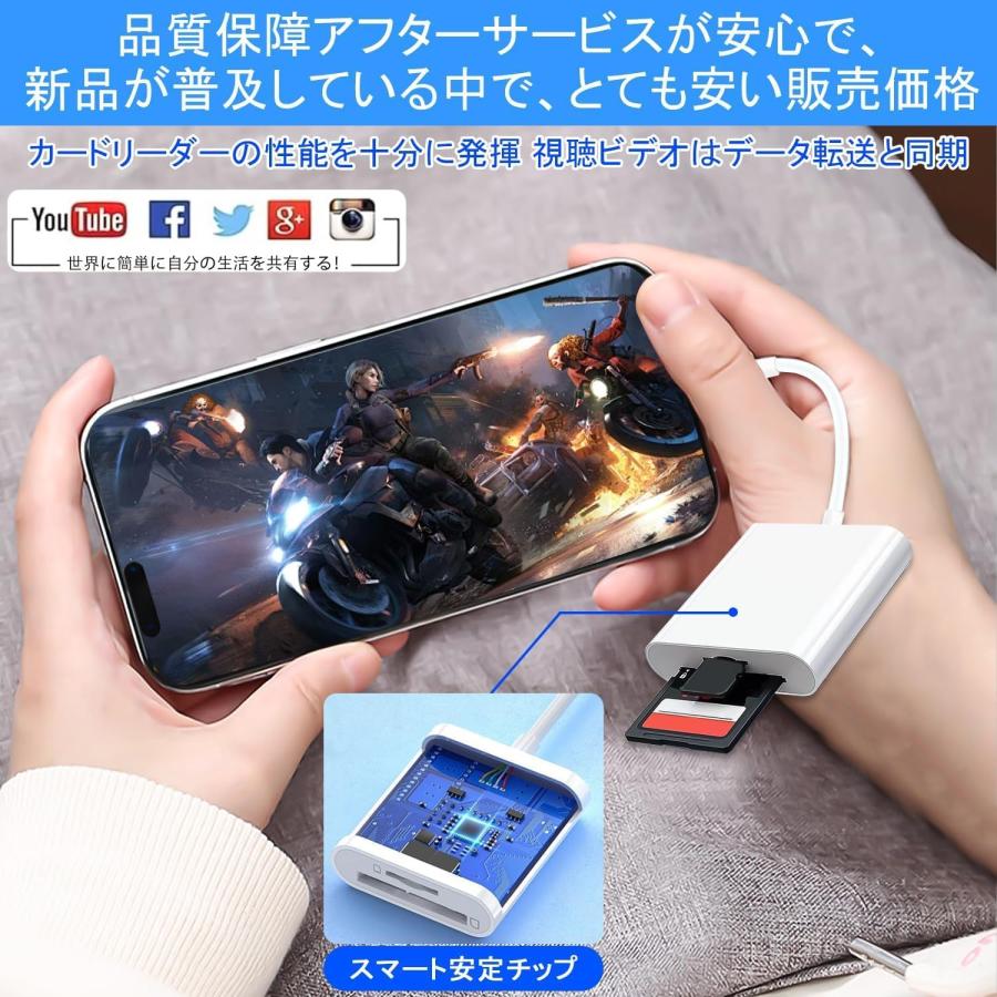 Type-C SD/TF カードリーダー 変換アダプタ 2 in 1 to SD/Micro SD メモリカードリーダー iPhone 16/15デバイス microSD TF SDカード ...