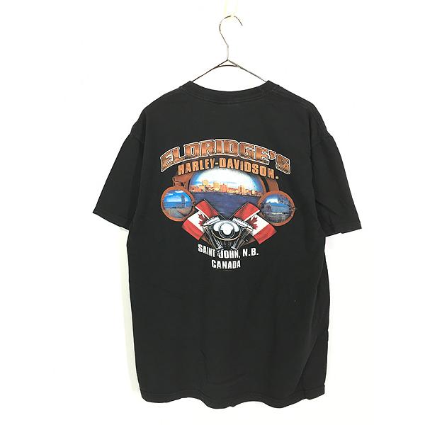 古着 00s USA製 HARLEY DAVIDSON ファイヤー バー&シールド Tシャツ L