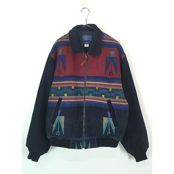 古着 90s USA製 Pendleton 「High Grade Western Wear」 ネイティブ チマヨ パデッド ウール ブランケット ジャケット L : 古着屋ドラセナYahoo ...