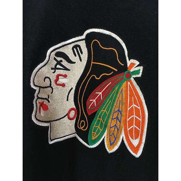 古着 90s Mississauga Braves ホッケー 刺しゅう 本革 レザー