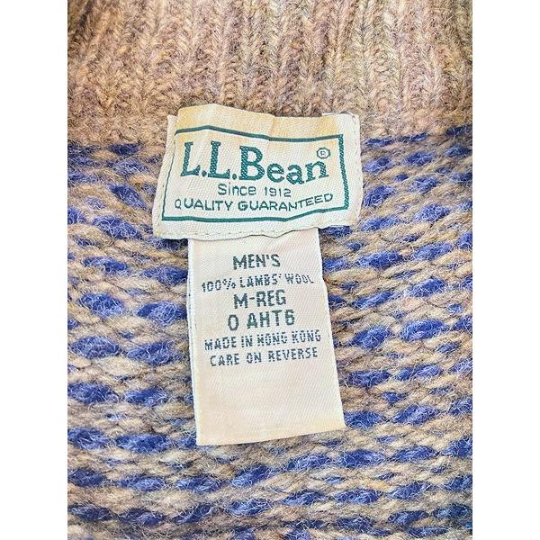 古着 90s LL Bean バーズアイ ヘビー ウール ニット セーター M-R