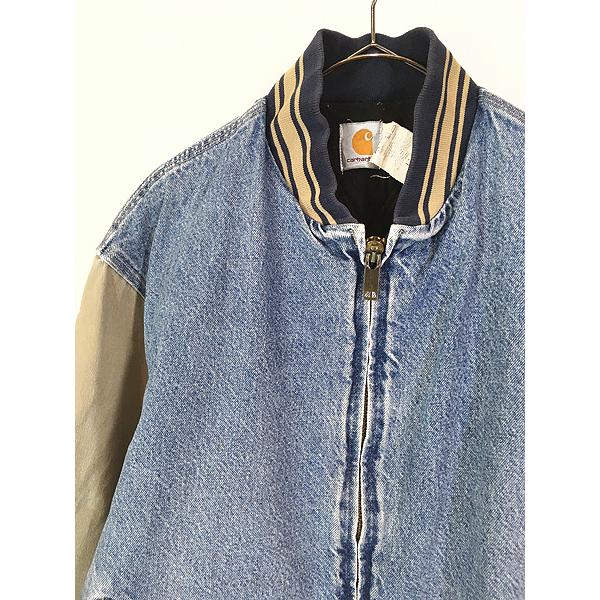 古着 90s USA製 Carhartt バイカラー パデット デニム スタジャン