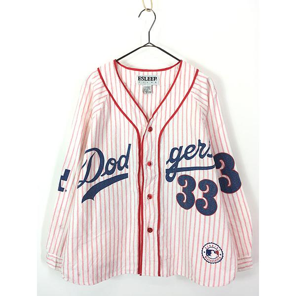 古着 90s ESLEEP MLB Los Angeles Dodgers ドジャース ストライプ フランネル ベースボール シャツ L 古着 : 24de15o : 古着屋ドラセナYahoo ...