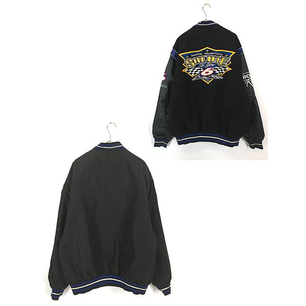 古着 90s JH Design No6 Mark Martin 本革 レザー × メルトン ウール リバーシブル レーシング スタジャン ジャケット L 古着 古着 90s JH Design No6 Mark Martin 本革 レザー × メルトン ウール