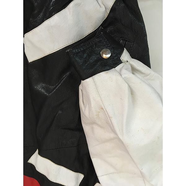 古着 90s ROUTE 66 パッチワーク 本革 オール レザー 襟付き