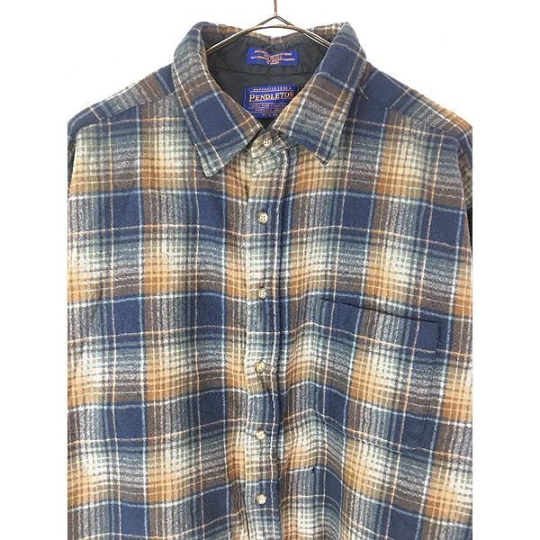 古着 90-00s Pendleton エルボーパッチ オンブレ シャドー チェック ウォッシャブル ウール シャツ XL : 古着屋ドラセナYahoo!ショップ - 通販 - Yahoo ...