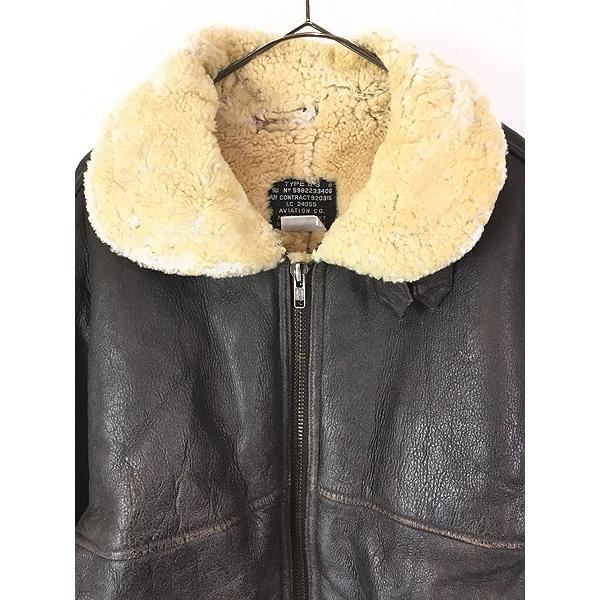 古着 80s USA製 AVIATION US ARMY STYLE Type B-3 リアルムートン シープスキン フライト ジャケット ...