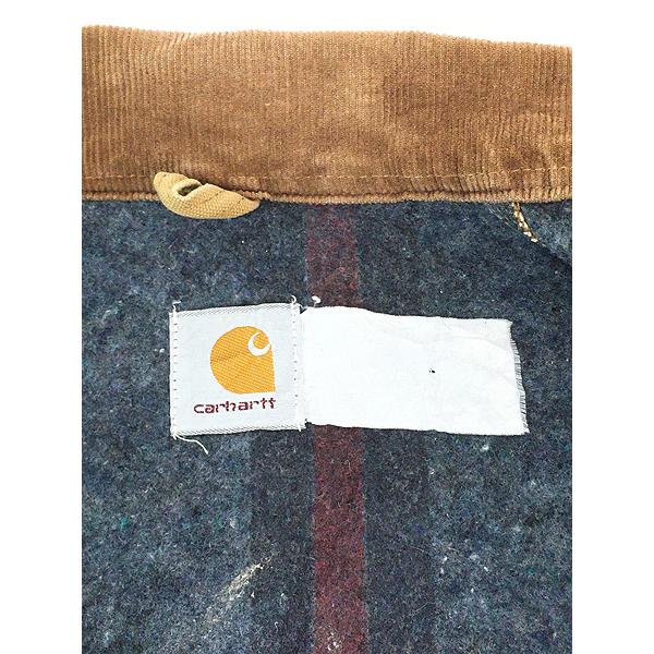 古着 80s- Carhartt 裏地 ストライプ ブランケット ブラウン ダック