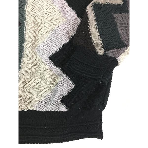 古着 90s Canada製 TUNDRA ダイヤ マルチ アート コットン ニット