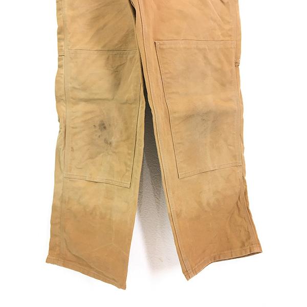 古着 Carhartt ブラウン ダック Wニー ワーク オーバーオール W34 L29