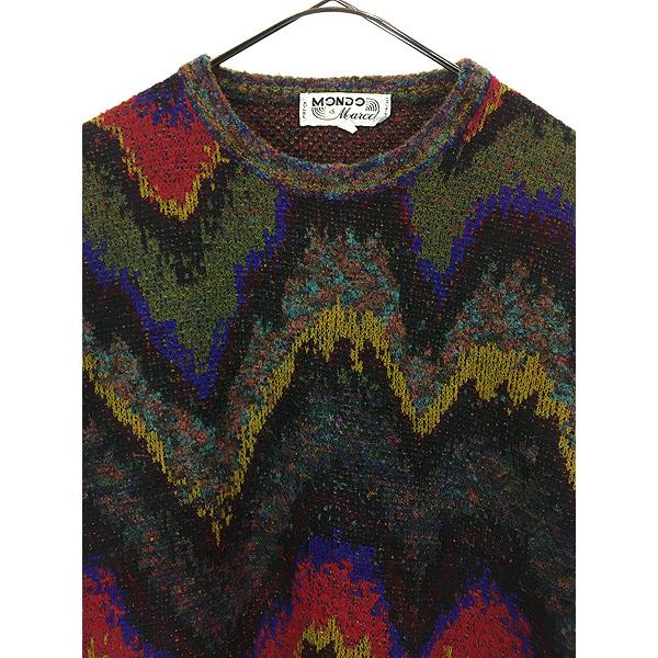 古着 90s Italy製 MONDO di Marco ランダム ボーダー アート モヘア