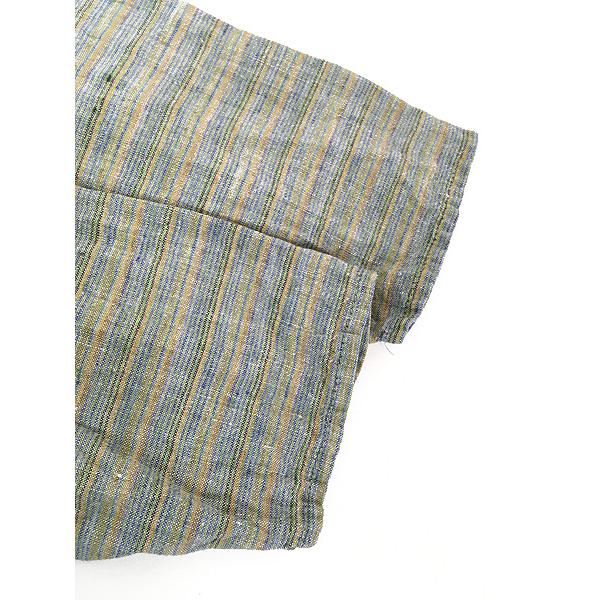 レディース 古着 FLAX マルチ ボーダー プルオーバー リネン