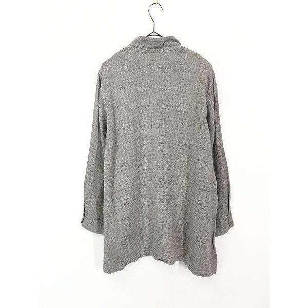 レディース 古着 FLAX 2tone スタンドカラー リネン コットン ロング シャツ L 古着 レディース 古着 FLAX 2tone スタンドカラー リネン コットン ロング