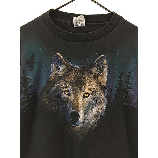 狼咆哮長袖シャツ 絡繰魂 231008 和柄 和風 刺繍 おおかみ オオカミ