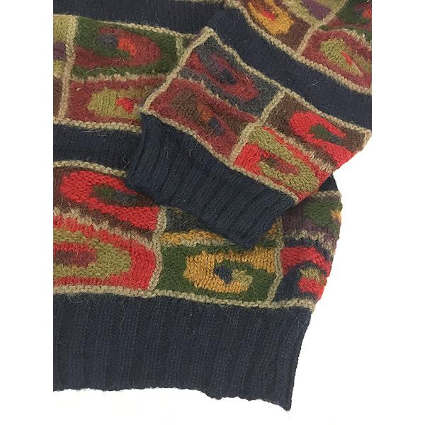 古着 90s ペルー製 the peruvian connection マルチ ブロック アート