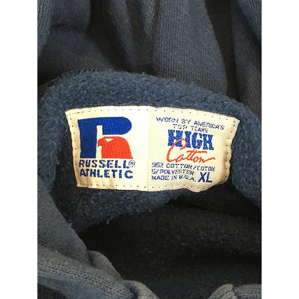 古着 90s USA製 Russell High Cotton ワンポイント ハーフボタン プル