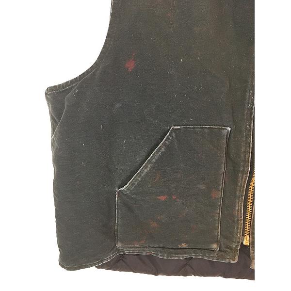 古着 90s USA製 Carhartt ブラック ダック 首リブ パデット ベスト 4XL