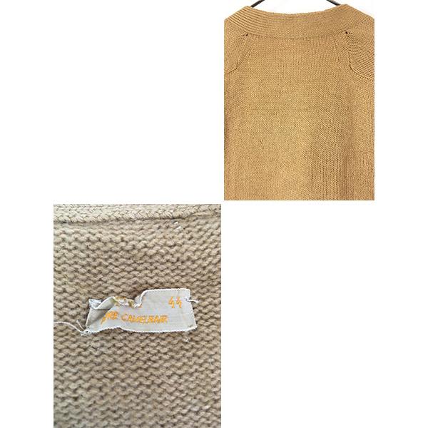 古着 60s パチポケ 豪華 100% キャメルヘア ニット カーディガン XL位