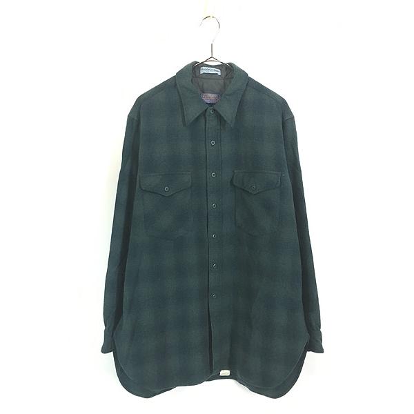 古着 70s USA製 Pendleton × Outdoors Man Wネーム オンブレ シャドー チェック ウール シャツ XL : 古着屋ドラセナYahoo!ショップ - 通販 ...