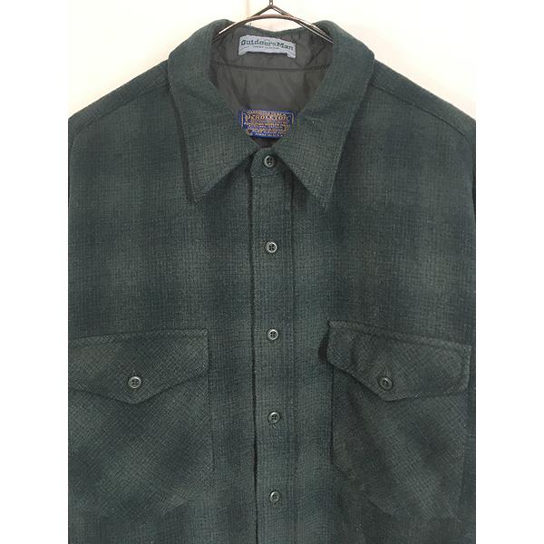 古着 70s USA製 Pendleton × Outdoors Man Wネーム オンブレ シャドー チェック ウール シャツ XL : 古着屋ドラセナYahoo!ショップ - 通販 ...