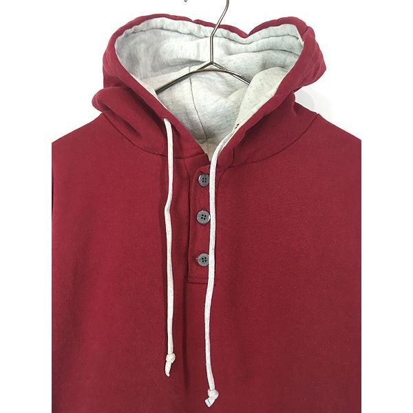 古着 90s USA製 Russell Wフェイス フード ハーフボタン プルオーバー