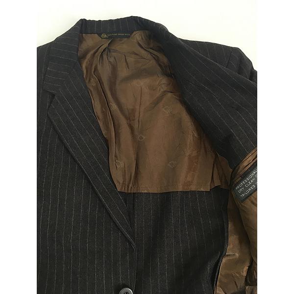 古着 80s USA製 Christian Dior ダーク ストライプ ウール テーラード