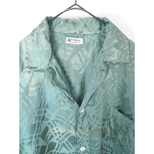 古着 50s Van Heusen 同色 マルチ ボックス 総柄 ヴィンテージ シルク レーヨン パジャマ シャツ C 古着 50s Van Heusen 同色 マルチ ボックス 総柄 ヴィンテージ シルク