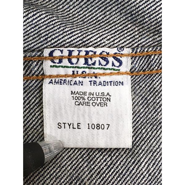 古着 90s USA製 GUESS 濃紺 ブルー デニム トラッカー ジャケット G