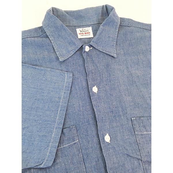 古着 60s Penney's BIG MAC ミミ付 100%コットン ブルー シャンブレー ワーク シャツ 半袖 16 1/2位 : 古着屋ドラセナYahoo!ショップ - 通販 ...