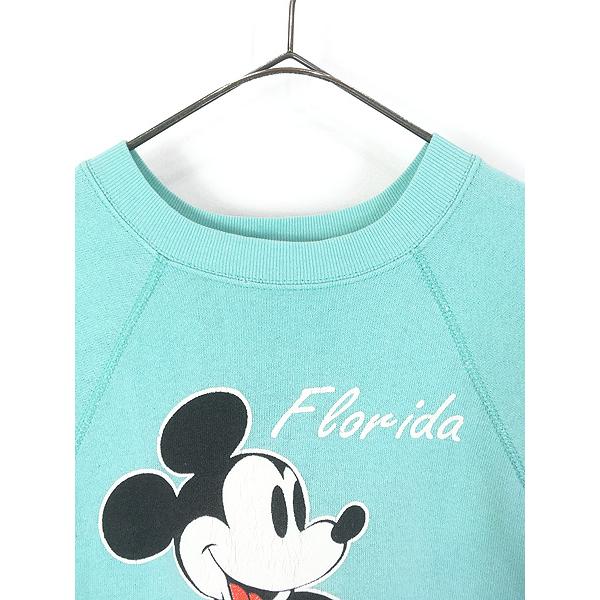 古着 80s Disney Mickey ミッキー スウェット トレーナー ターコイズ S
