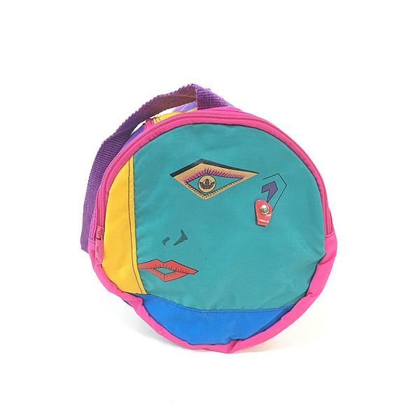 雑貨 古着 80s adidas フェイス デザイン カラフル ナイロン ボストン バッグ 丸型 古着 雑貨 古着 80s adidas フェイス デザイン カラフル ナイロン ボストン