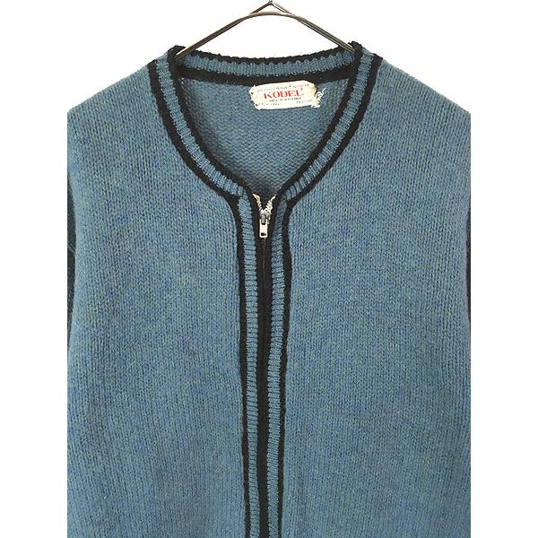 古着 60s KODEL 2Ply ヤーン ウォッシャブル ウール ニット フルジップ カーディガン XL位 : 古着屋ドラセナYahoo ...