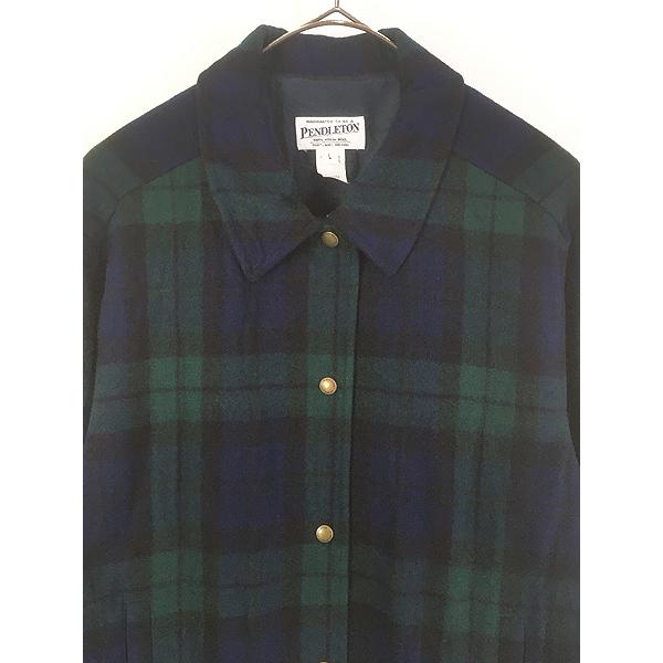 レディース 古着 00s USA製 Pendleton ブラックウォッチ チェック ウール ジャケット L レディース 古着 00s USA製 Pendleton ブラックウォッチ チェック