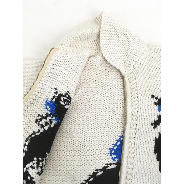 レディース 古着 70s タツノオトシゴ 素潜り ショールカラー ローゲージ ウール ニット カウチン カーディガン ジャケット L位 レディース 古着 70s タツノオトシゴ 素潜り ショールカラー