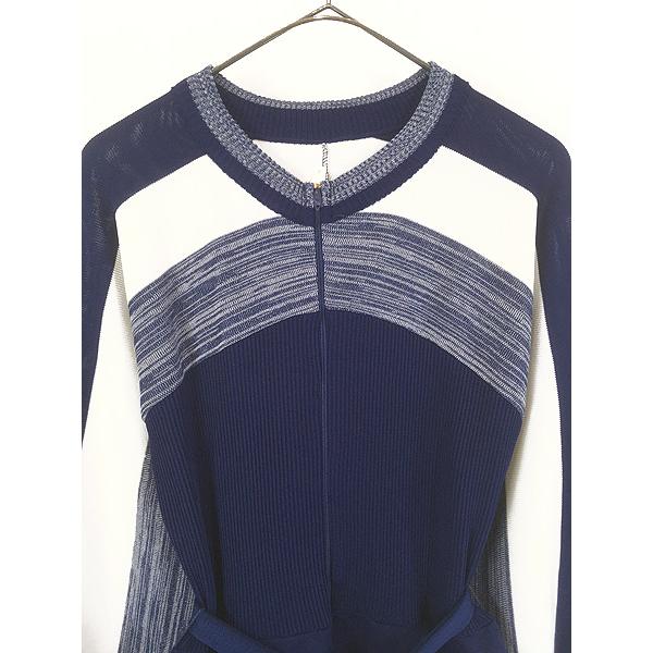 レディース 古着 70s JC Penny 2tone ボーダー ジャージ オールインワン つなぎ 16 L位 レディース 古着 70s JC Penny 2tone ボーダー ジャージ