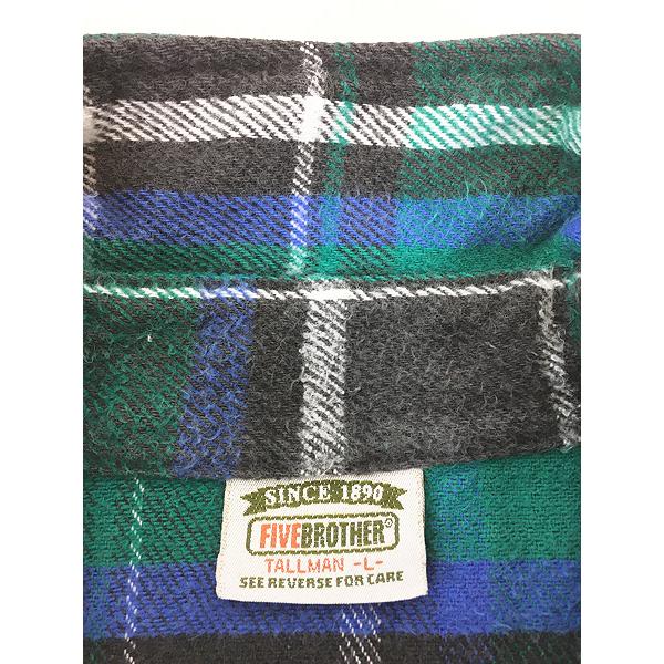 古着 90s FIVE BROTHER 好配色 グリーン チェック ヘビー フランネル
