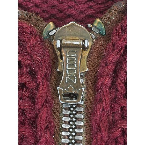 古着 50s CROWN スプリング フルジップ ローゲージ ウール ニット