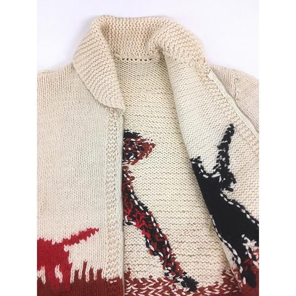 古着 70s 野鳥 犬 ハンティング 総柄 ショールカラー ローゲージ