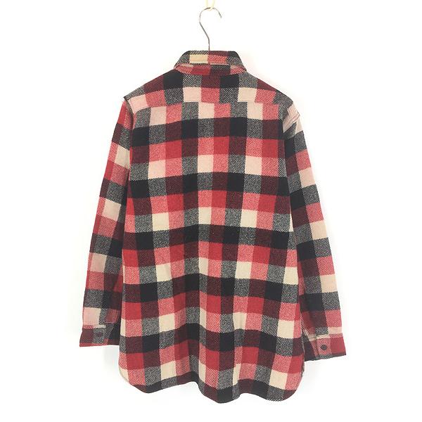 古着 40s Towncraft マチ付 ロングポイント襟 ブロック チェック